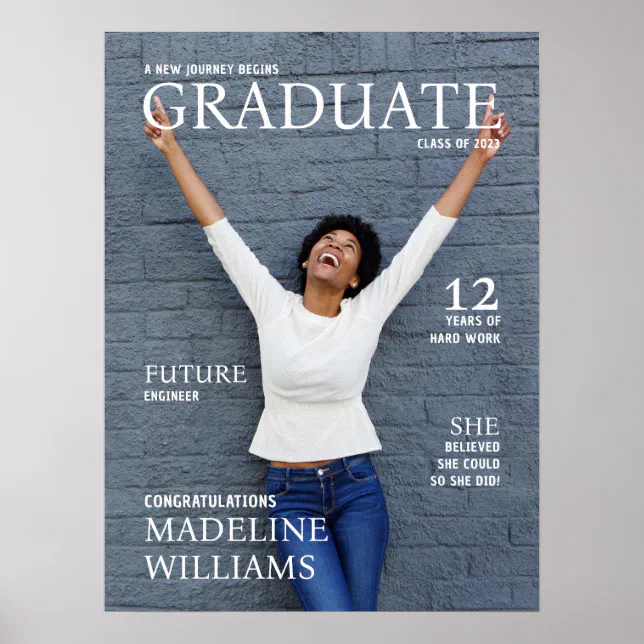 Magazine Cover Photo Graduation Poster | Zazzle