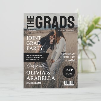 Magazine Cover Photo Joint Graduation Party Invitation | Zazzle