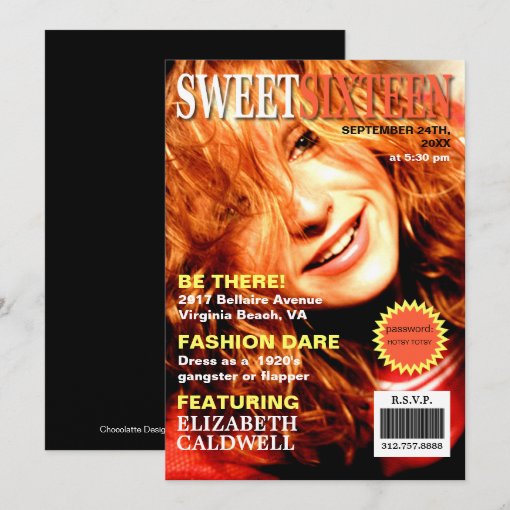 Magazine Cover Photo Sweet Sixteen Birthday Invite | Zazzle