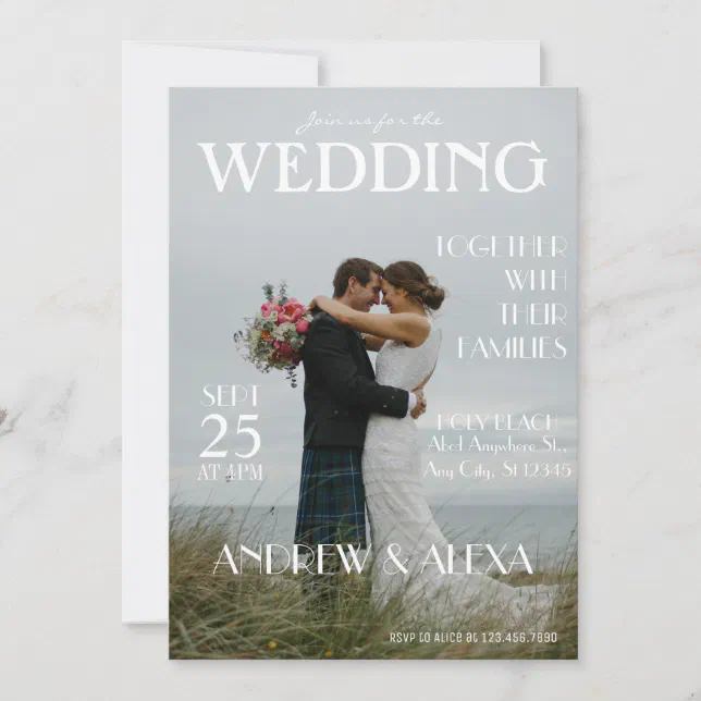 Magazine cover photo wedding Invitation | Zazzle