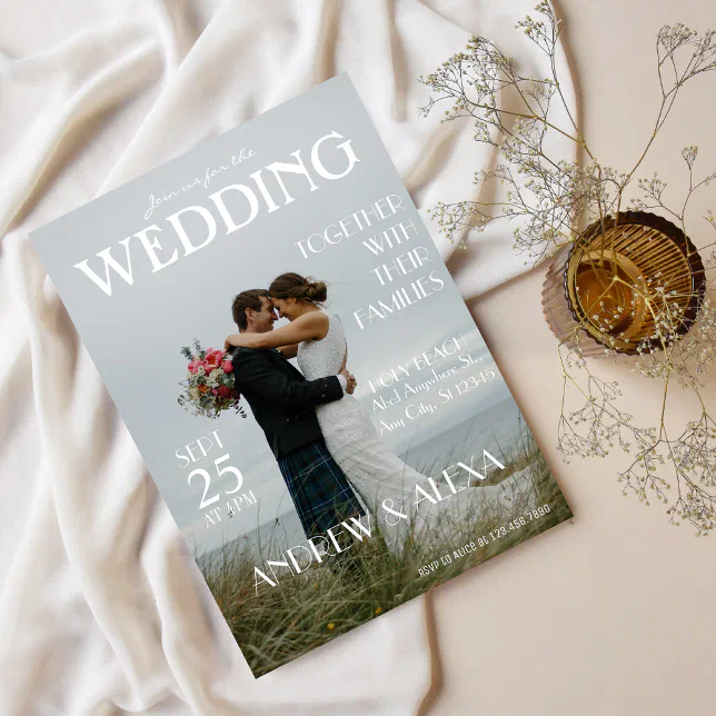Magazine cover photo wedding Invitation | Zazzle