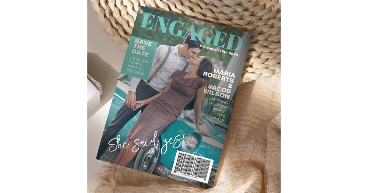 Magazine Cover Save The Date Photo Announcement | Zazzle