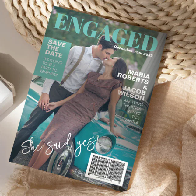 Magazine Cover Save The Date Photo Announcement | Zazzle