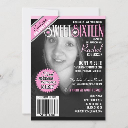 Magazine Cover Sweet 16 Party Invitation | Zazzle