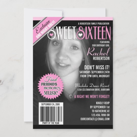 Magazine Cover Sweet 16 Party Invitation | Zazzle.com