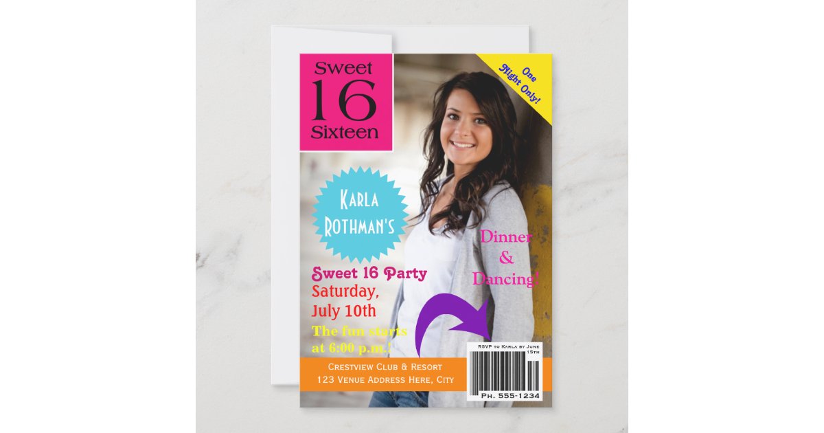 Magazine Cover Sweet Sixteen Invitation | Zazzle