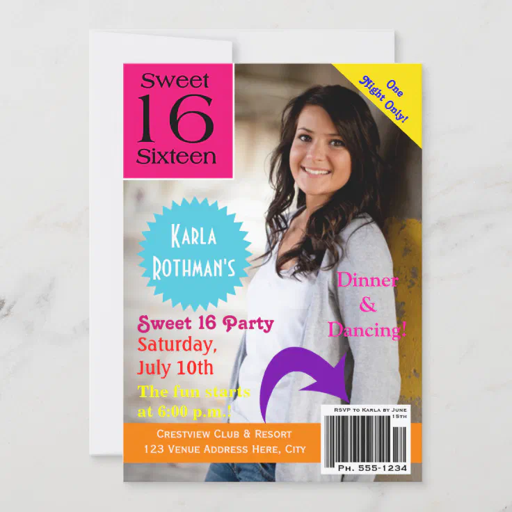 Magazine Cover Sweet Sixteen Invitation | Zazzle