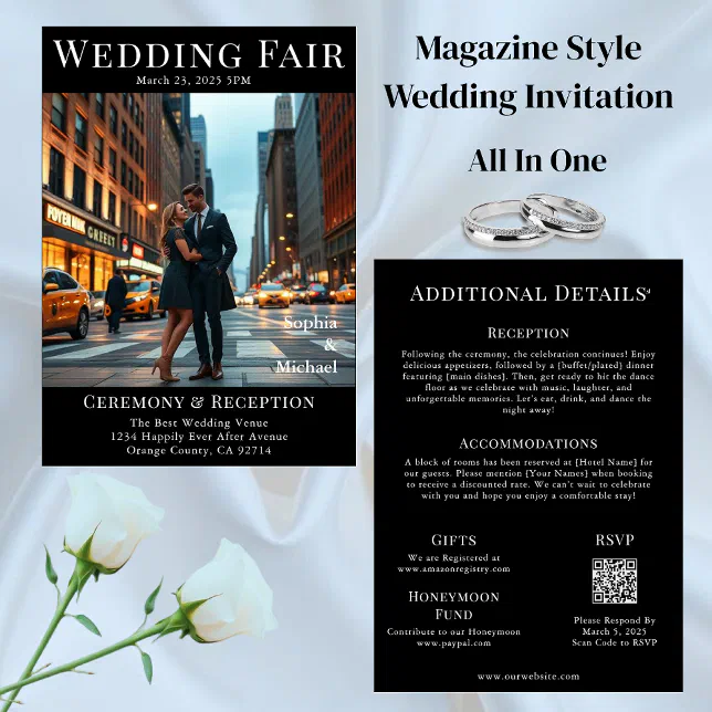 Magazine Cover Wedding in the City Invitation | Zazzle