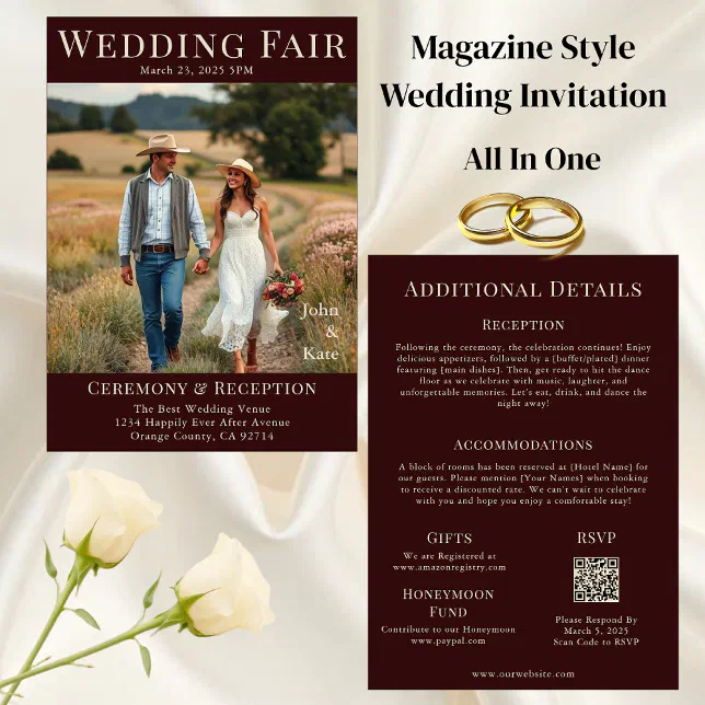 Magazine Cover Wedding in the Country Invitation | Zazzle