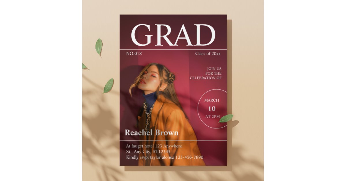 Magazine editorial Cover Graduation Invitation | Zazzle
