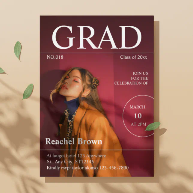 Magazine editorial Cover Graduation Invitation | Zazzle
