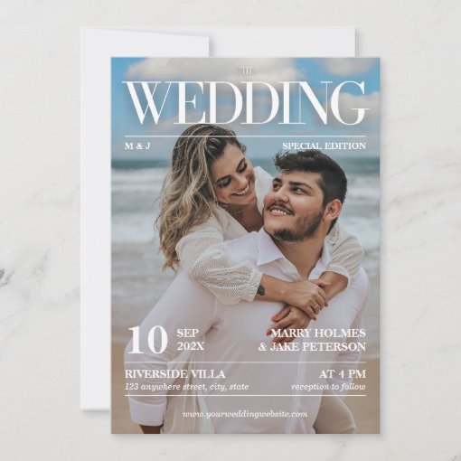 Magazine Editorial Newspaper Wedding Photo Invitat Invitation | Zazzle