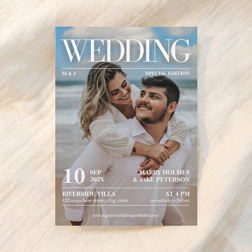 Magazine Editorial Newspaper Wedding Photo Invitat Invitation | Zazzle
