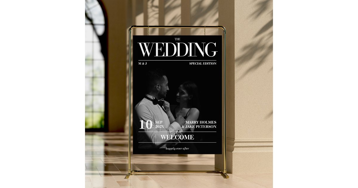Magazine Editorial Newspaper Wedding Welcome Sign | Zazzle