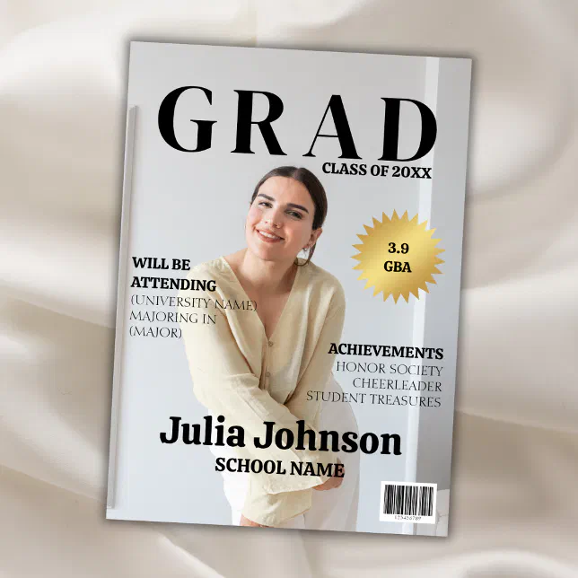 Magazine Modern Photo 2024 Graduate Graduation Announcement | Zazzle