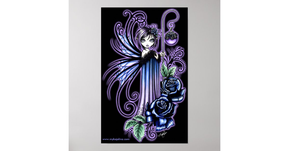 "Magdalene" Gothic Blue Rose Fairy Posters | Zazzle