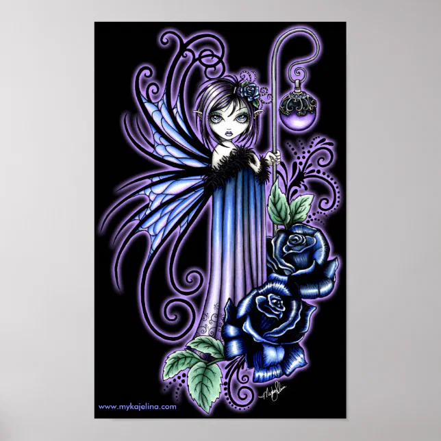 "Magdalene" Gothic Blue Rose Fairy Posters | Zazzle