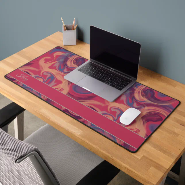 Magenta & Colorful Swirling Watercolor Custom Desk Mat | Zazzle