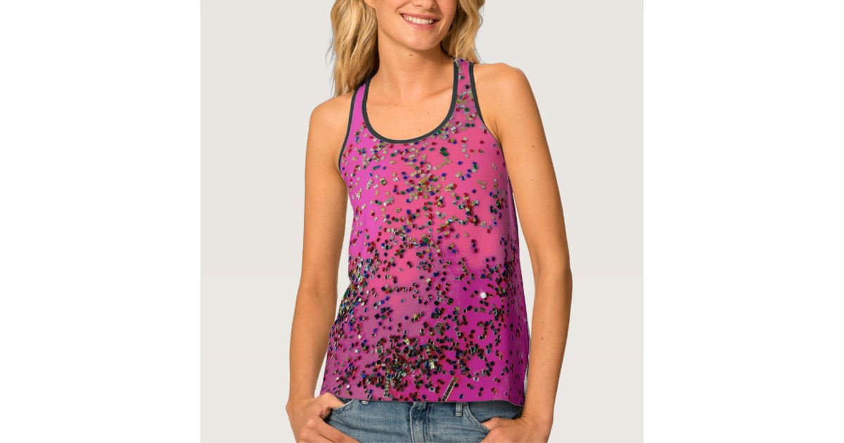 Magenta confetti blast tank top | Zazzle