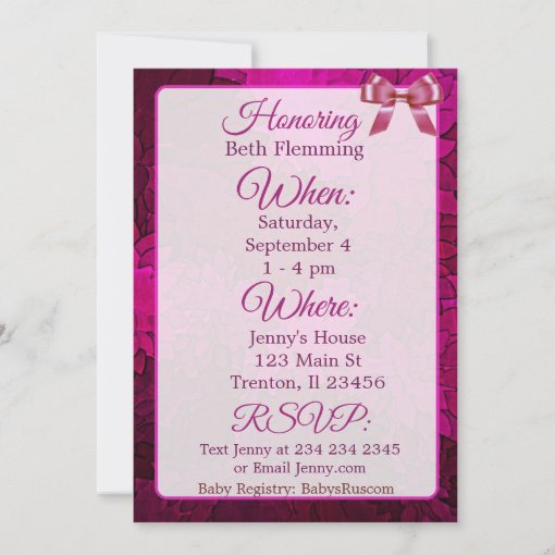 Magenta Footprints Girl's Baby Shower Invitation | Zazzle