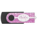 Magenta Glitter Personalized USB Flash Drive | Zazzle