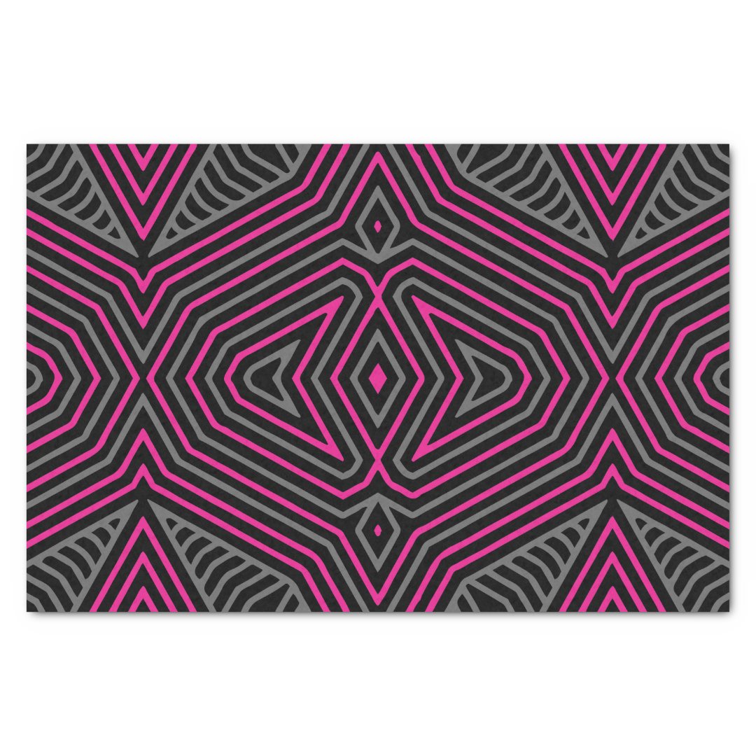 Magenta Grey and Black Ethnic Tribal Pattern Tissue Paper | Zazzle