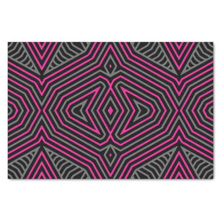 Magenta Grey and Black Ethnic Tribal Pattern Tissue Paper | Zazzle