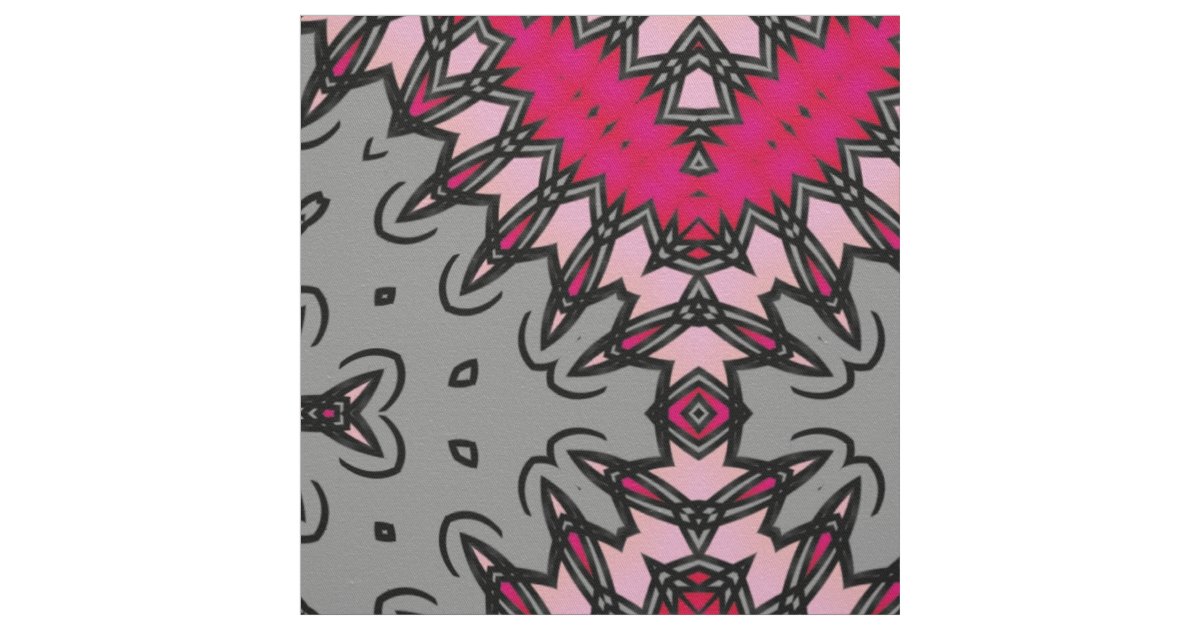 Magenta & Grey Stylish Modern Geometric Pattern Fabric | Zazzle