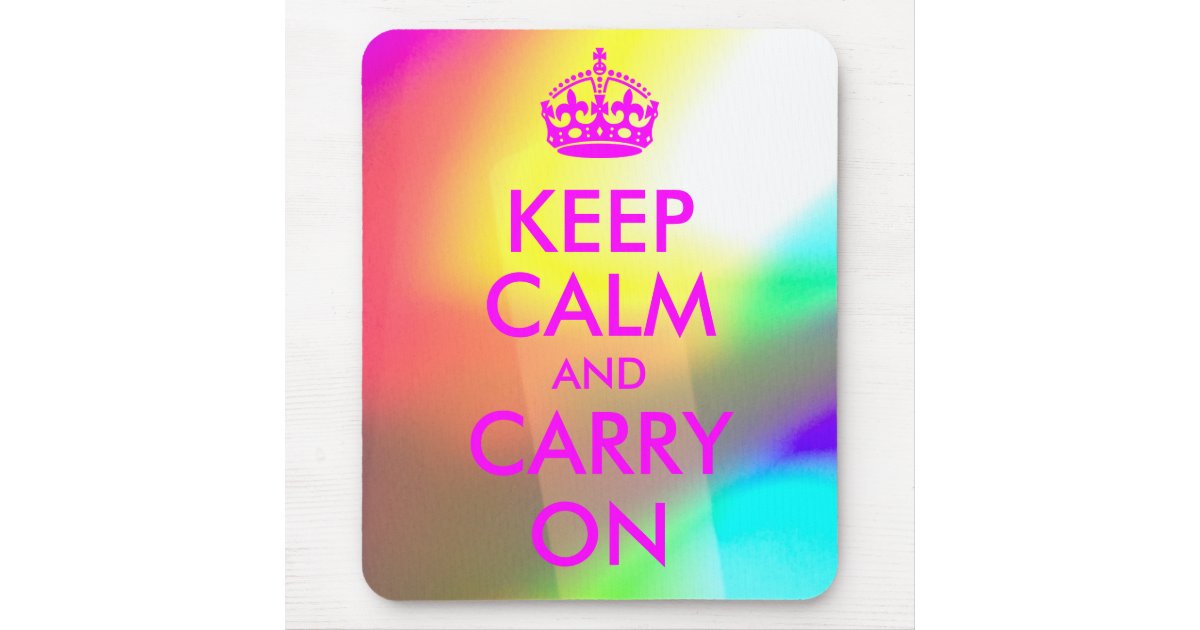 Magenta Keep Calm and Carry On Mousepad | Zazzle