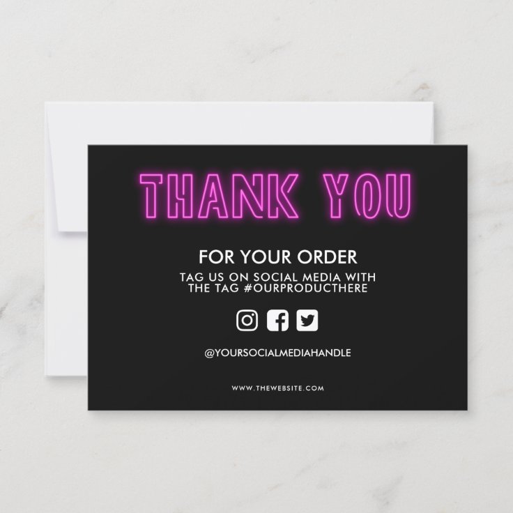 Magenta Neon Sign Thank you Media Insert | Zazzle