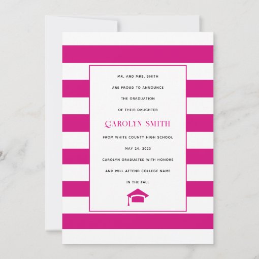 Magenta pink Class of 2023 arch photo graduation Announcement | Zazzle