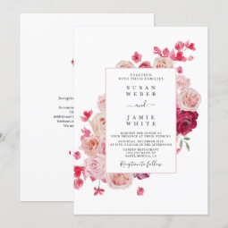 Magenta Pink Floral wedding Invitation | Zazzle