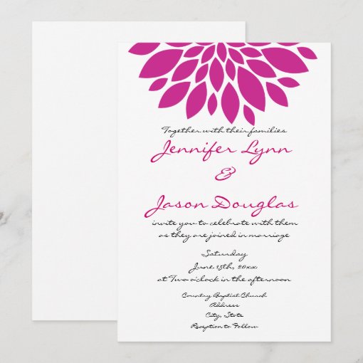 Magenta Pink Purple Flower Wedding Invitations | Zazzle