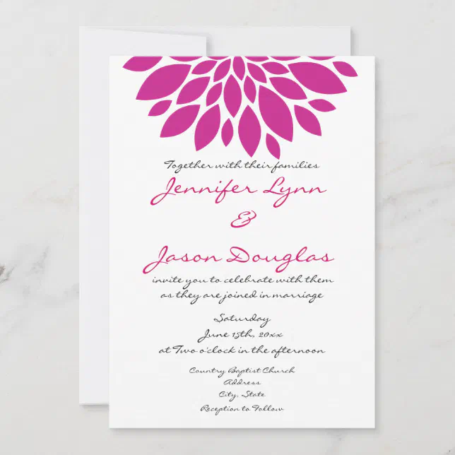 Magenta Pink Purple Flower Wedding Invitations | Zazzle