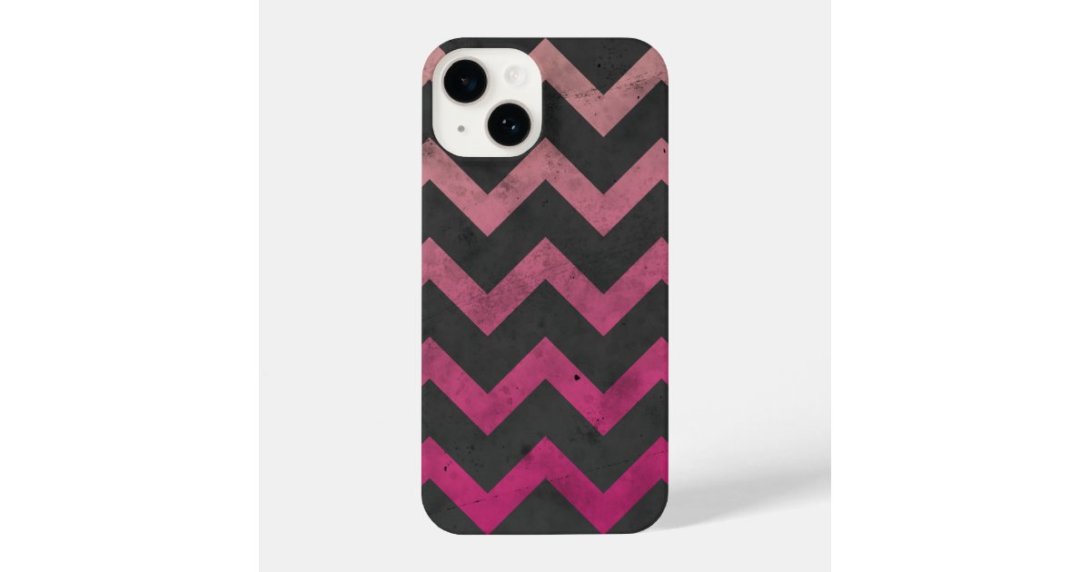Magenta pink red ombre dark gray chevron pattern iPhone case | Zazzle