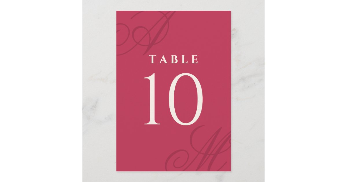Magenta Pink Simple Elegant Monogram Table Numbers | Zazzle