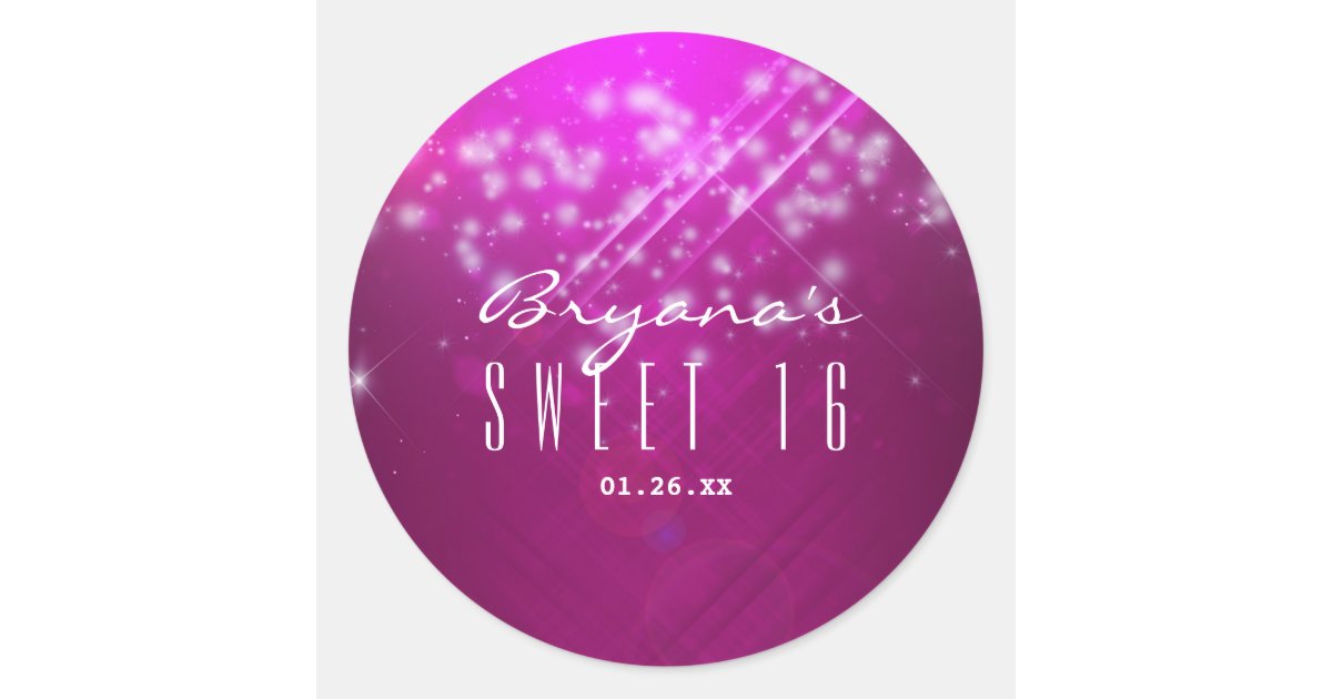 Magenta Pink Sparkle Glam Club Vibe PARTY Stickers | Zazzle