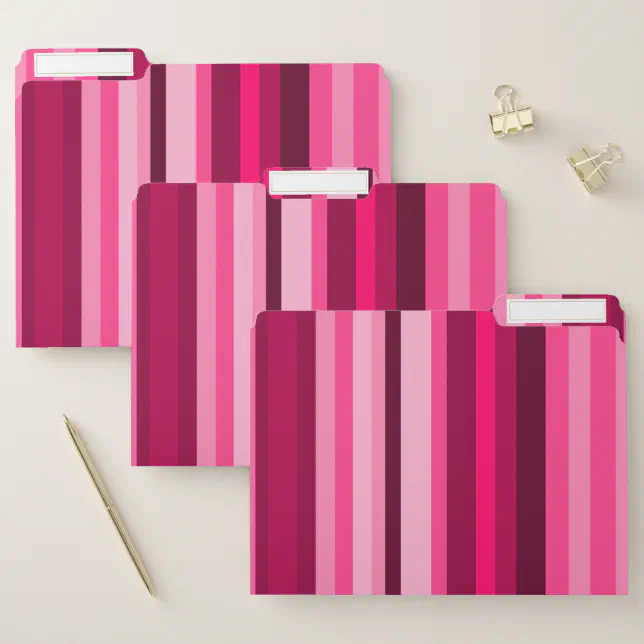 Magenta & Pink Striped Pattern File Folders | Zazzle