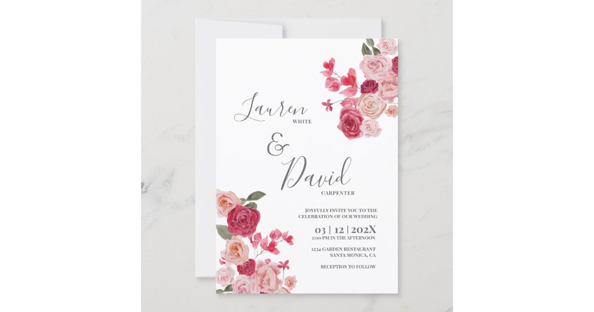 Magenta Pink Wedding Invitation | Zazzle