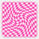 Magenta Pink & White Warped Chic Checkered Pattern Square Sticker | Zazzle