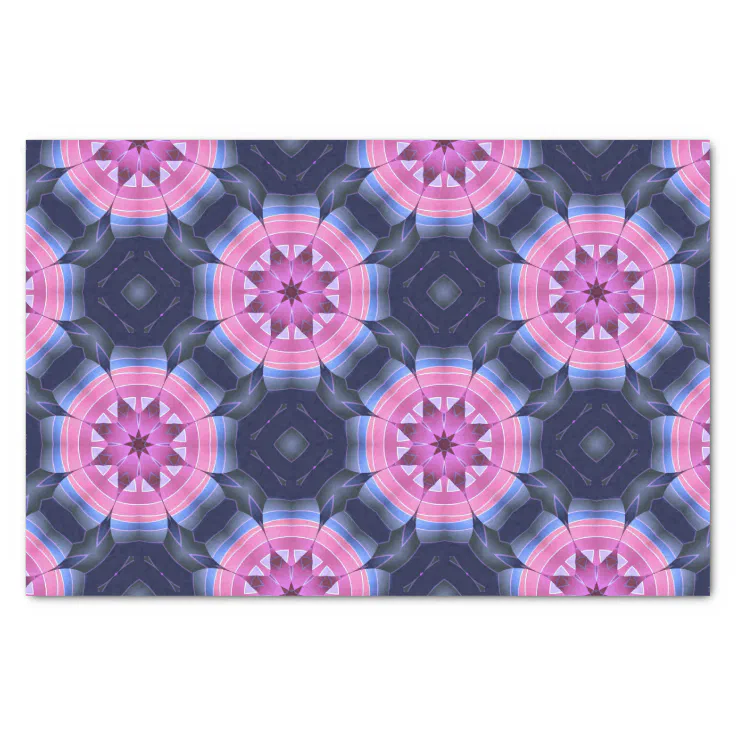 Magenta Purple Indigo Geometric Flowers Pattern Tissue Paper | Zazzle