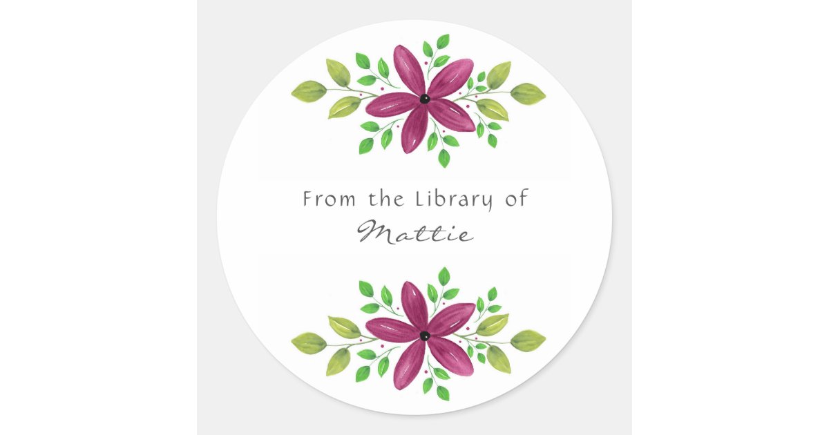 Magenta Purple Watercolor Floral Swag labels | Zazzle