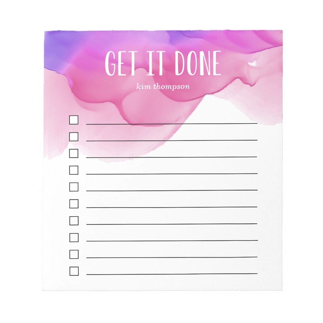 Magenta Watercolor Personalized To-Do List Notepad | Zazzle