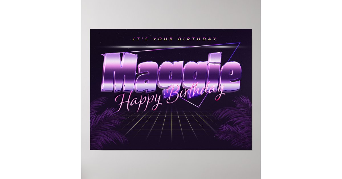 Maggie Name Vorname lila retro Poster Geburtstag | Zazzle