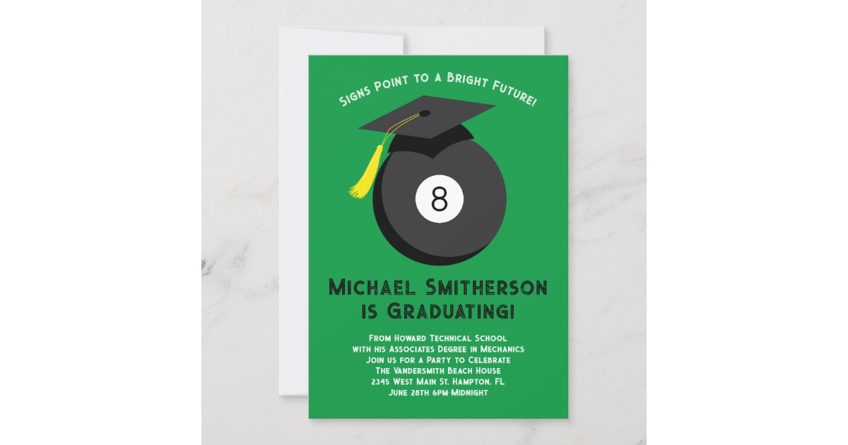 Magic 8 Ball Pool Graduation Party Invitation | Zazzle