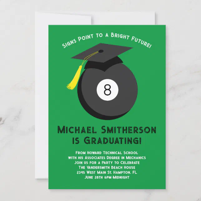 Magic 8 Ball Pool Graduation Party Invitation | Zazzle