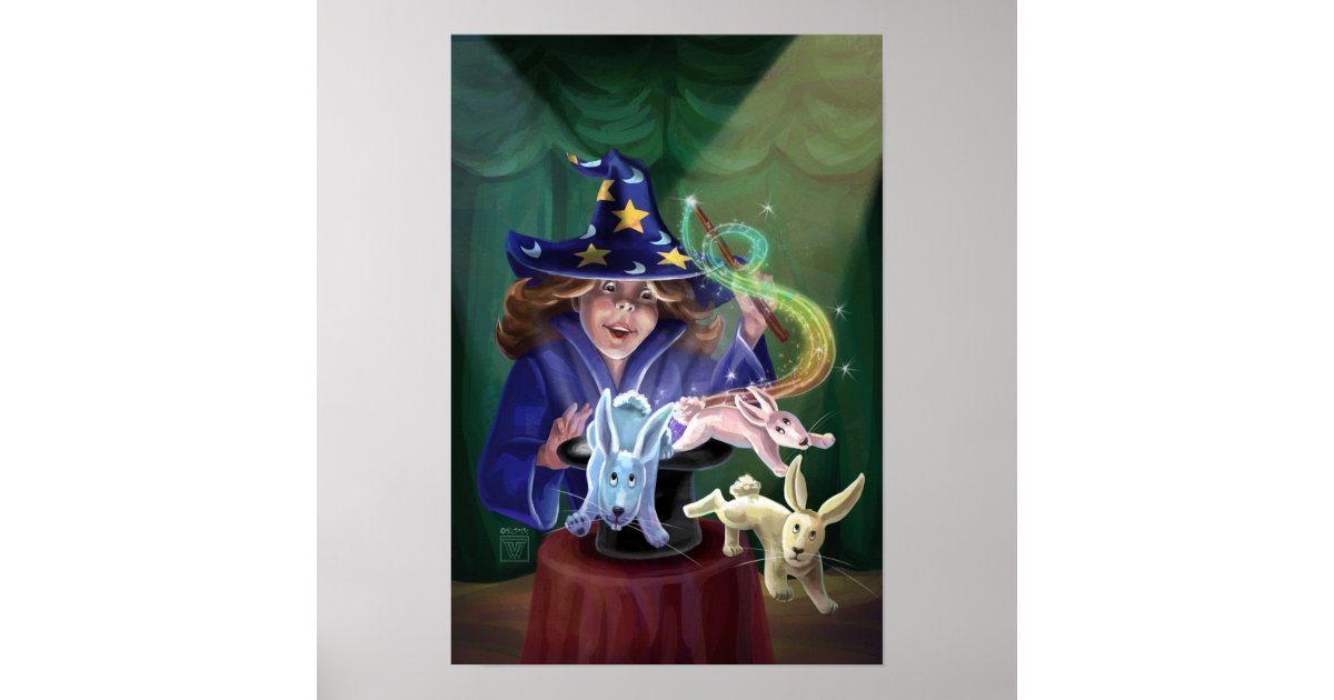 Magic Act Rabbits from a Hat Poster | Zazzle