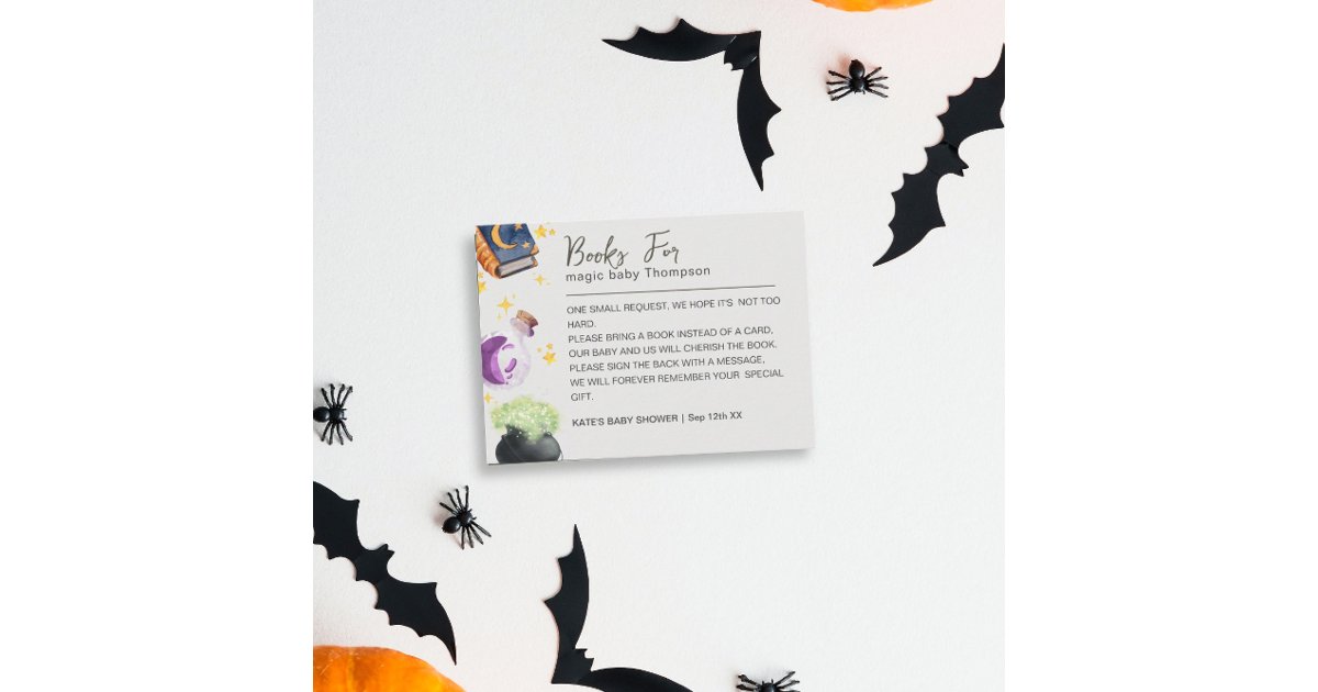 Magic Baby Halloween neut Book Request Baby Shower Enclosure Card | Zazzle