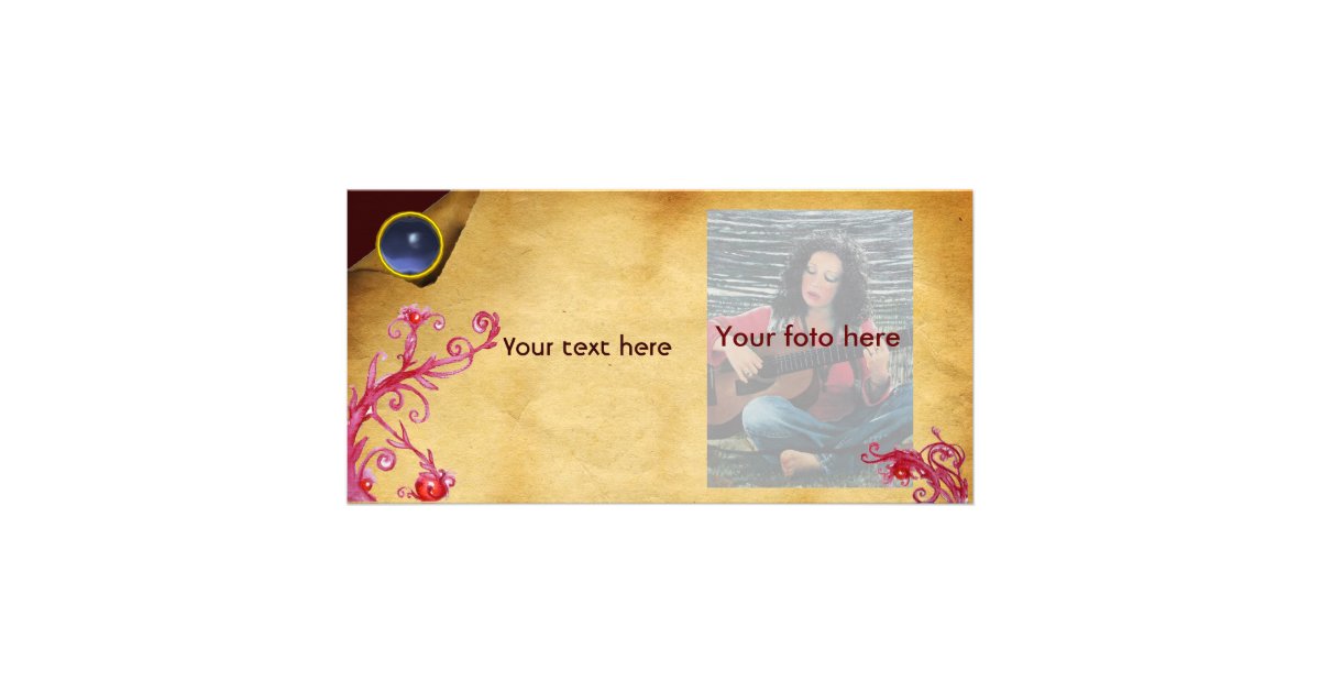 MAGIC BERRY parchment gem blue Card | Zazzle