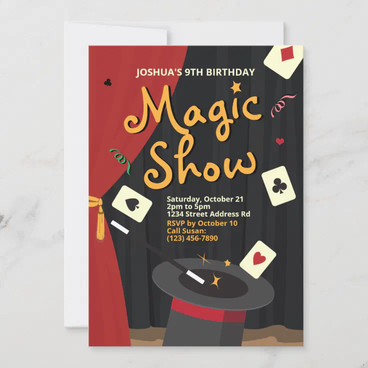 Magic Birthday Invitation - Magician Top Hat | Zazzle